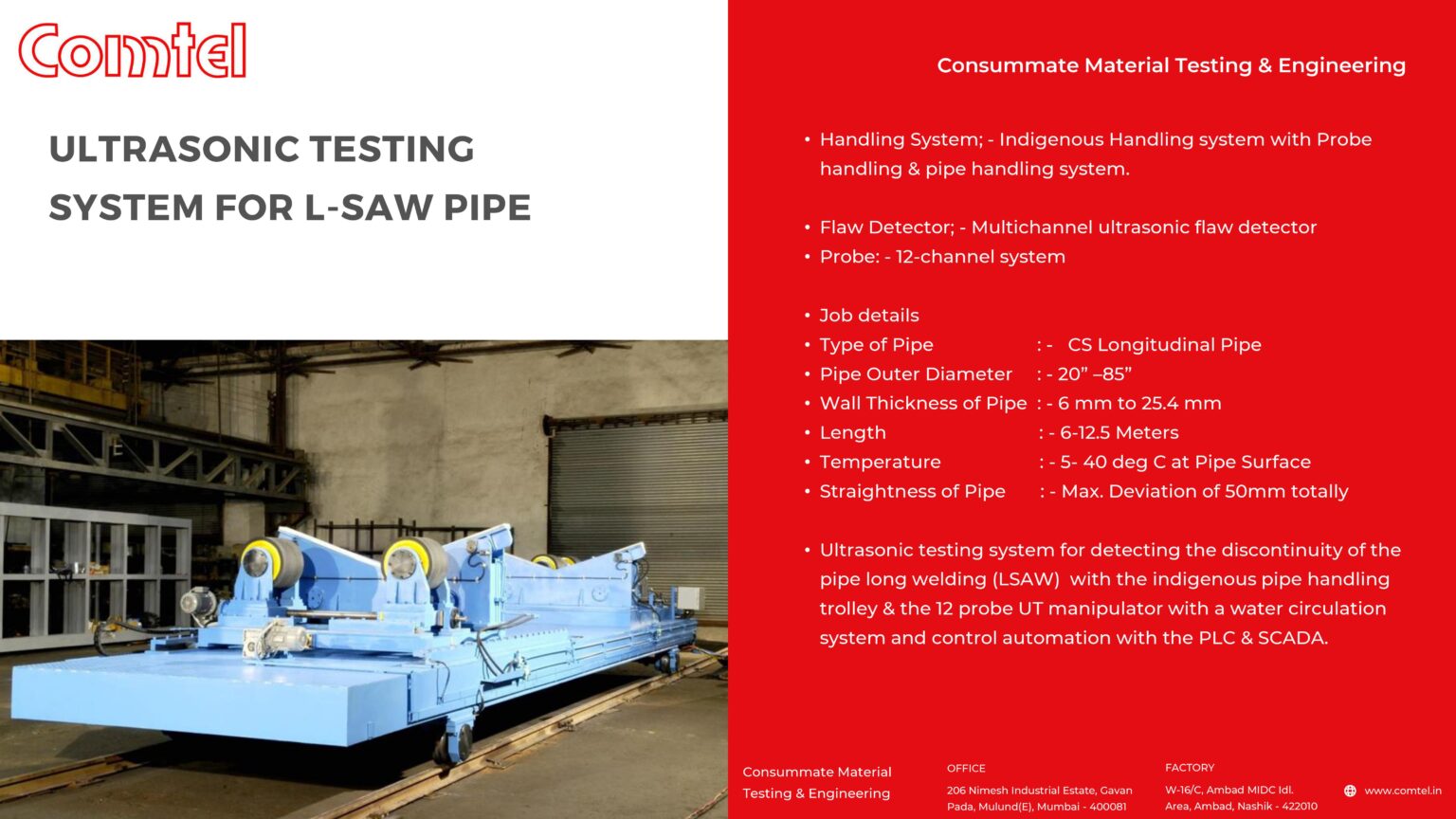 ULTRASONIC TESTING SYSTEM FOR L-SAW PIPE – Comtel
